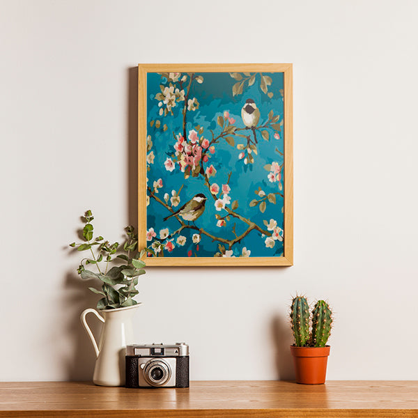 Koolmezen bij bloesem - Schilderen op nummers – Schilderen Op Nummers